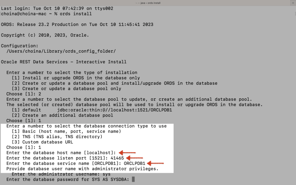 ORDS install considerations: choosing the correct host, port, service name, and pluggable ...