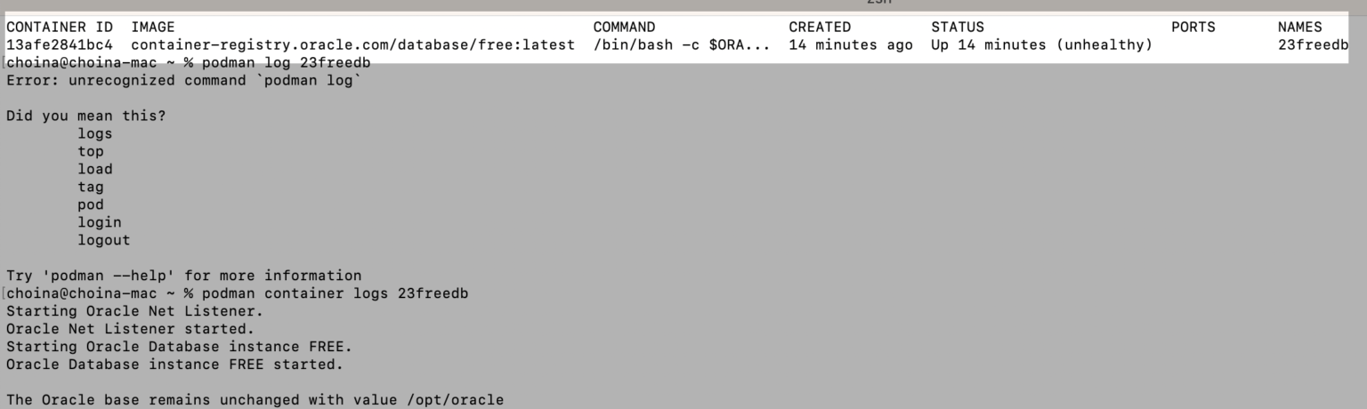 Podman Container Is Unhealthy With Oracle Database Images Follow The Coffee