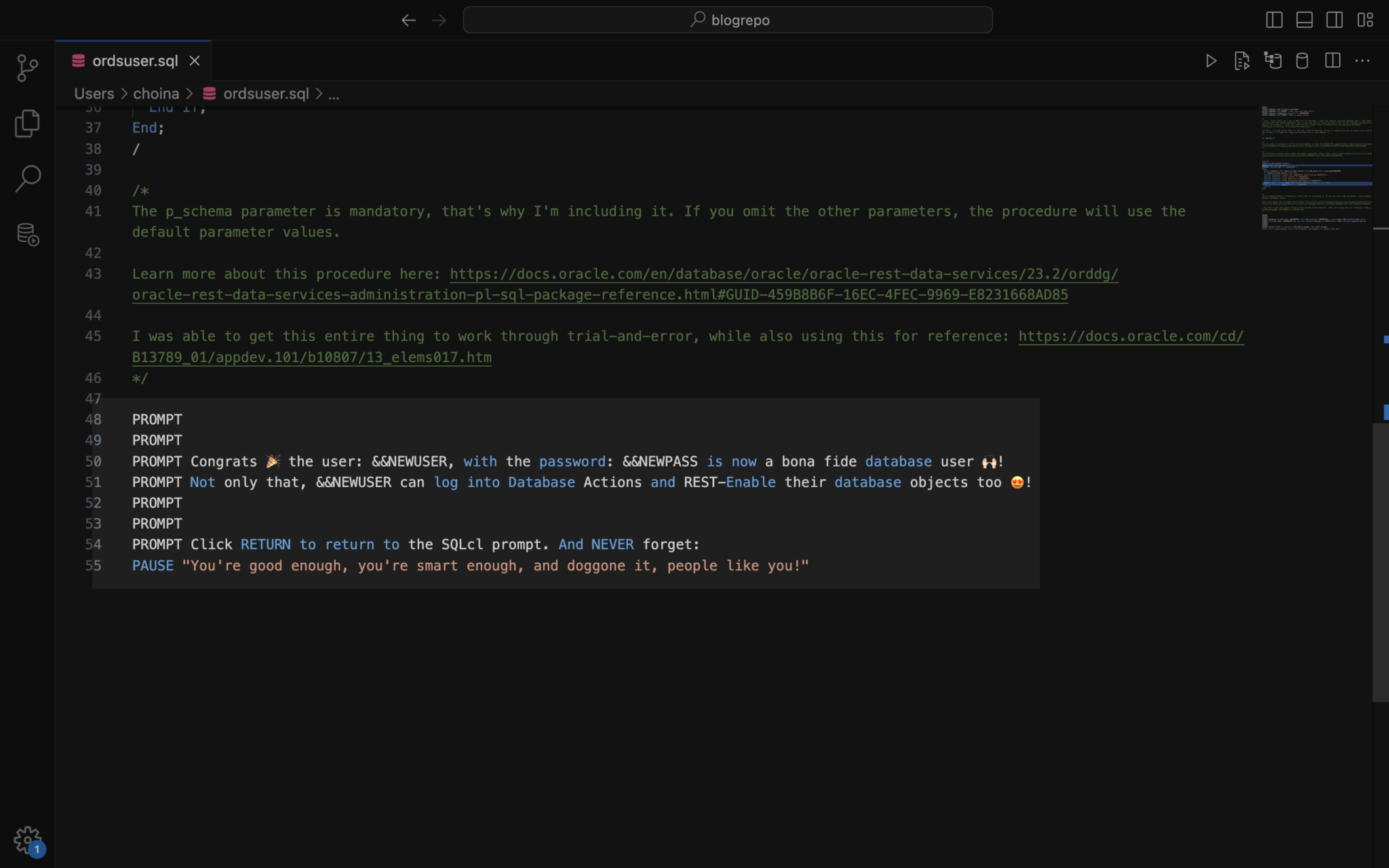 Tinkering A Sql Script For The Ordsadminenableschema Procedure