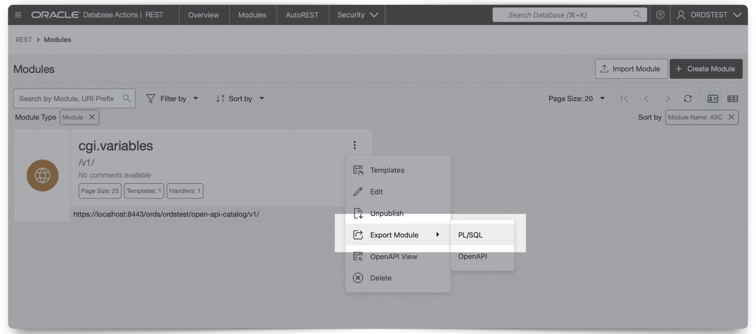 An ORDS GET request to retrieve CGI Environment variables from the ...